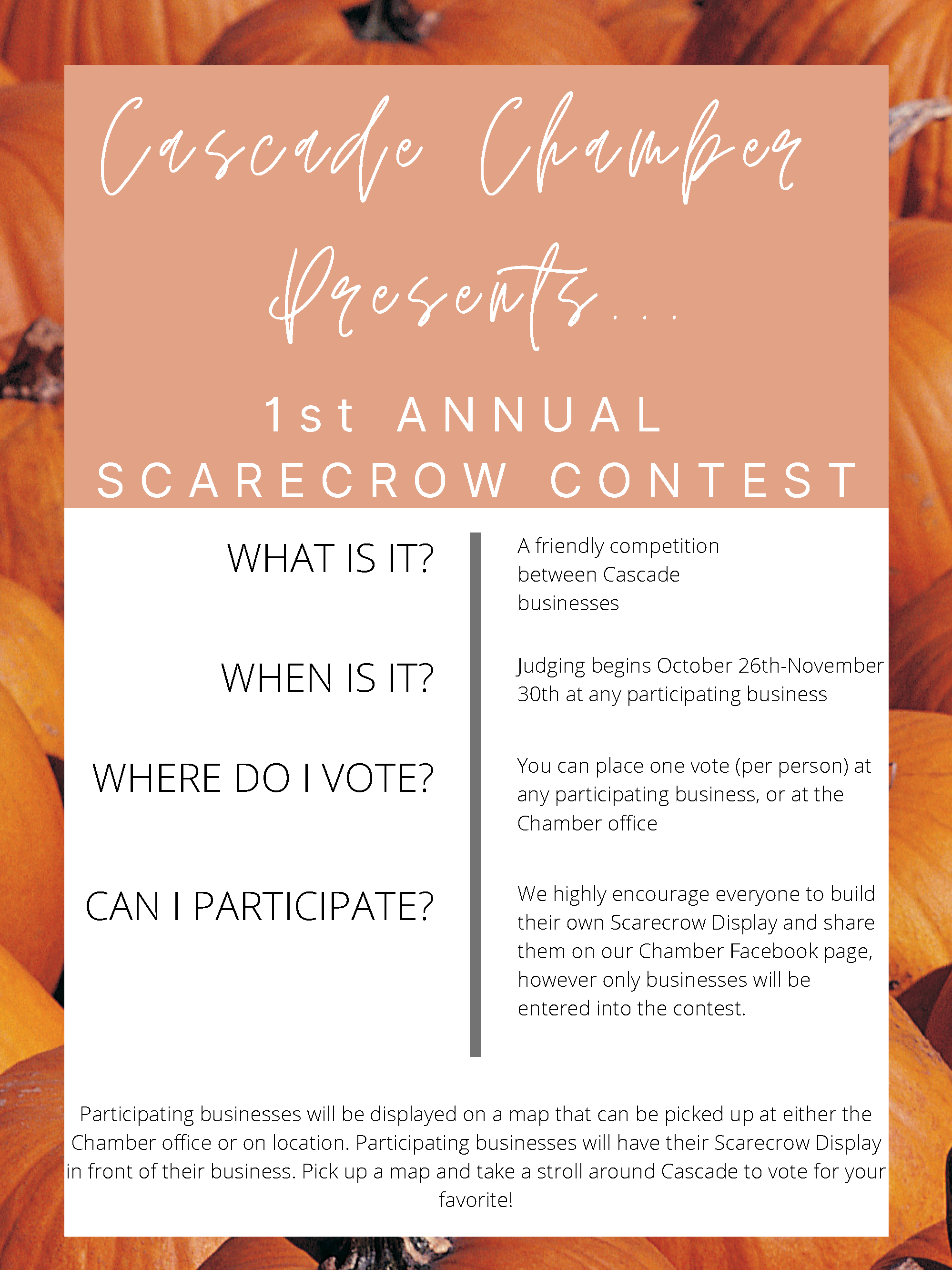 Scarecrow Public Contest Flyer - Cascade Chamber of Commerce