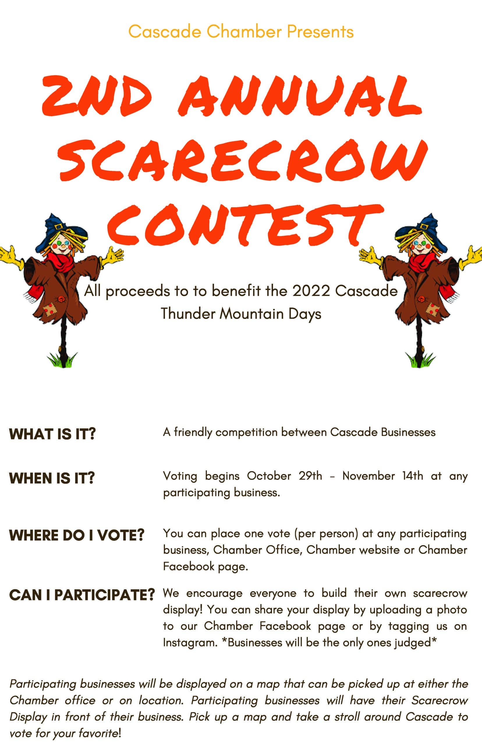 Cascade Chamber 2nd Annual Scarecrow Contest Oct 2021.Flyer - Cascade ...